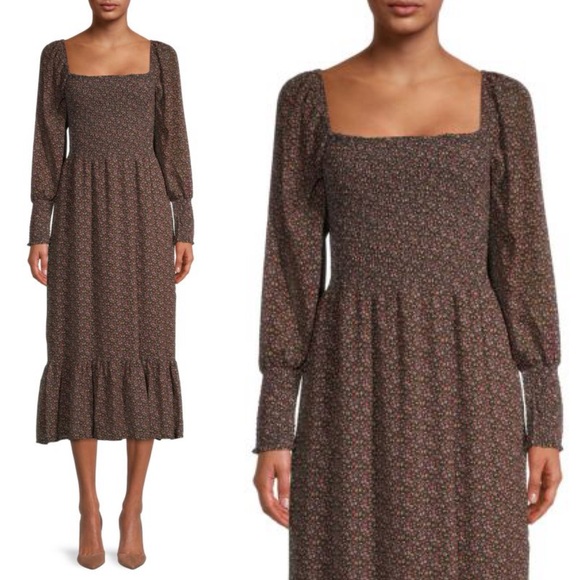 Betsey Johnson | Dresses | Betsey Johnson Martine Ditsy Floral Midi Dress Boho Preppy Blackpink ...